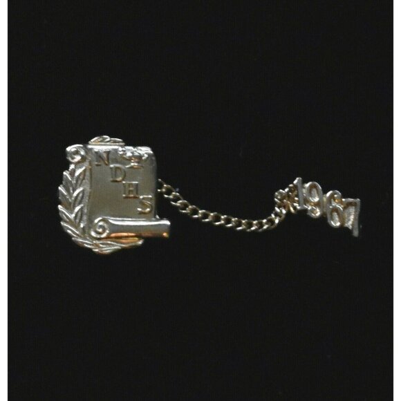 Jewelry | Vintage Notre Dame High School Pin With Chain 1967 Pin Gold ...